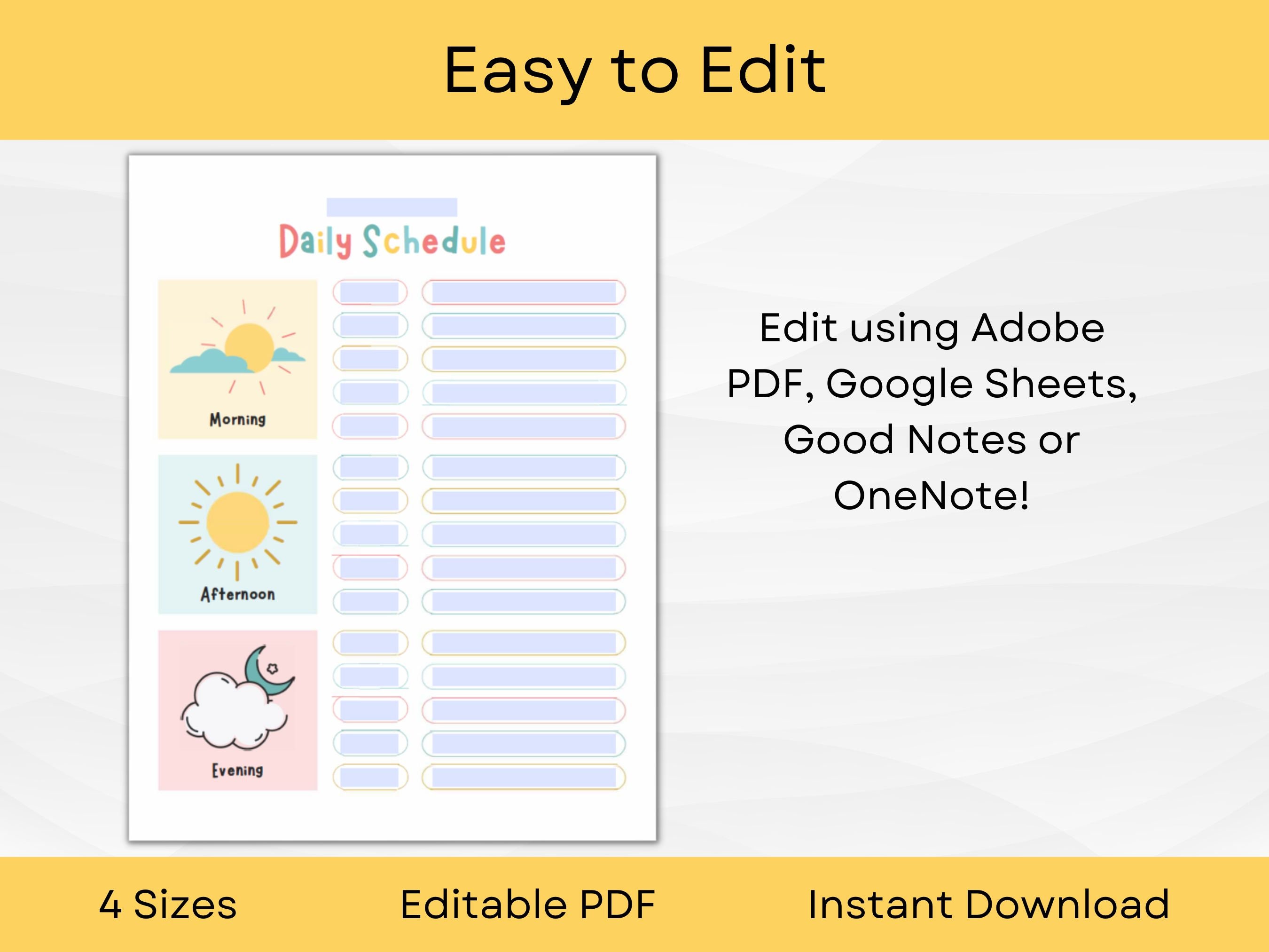 Daily Schedule Printable for Kids | Nanny Schedule | A3, A4, 11x14 In ...