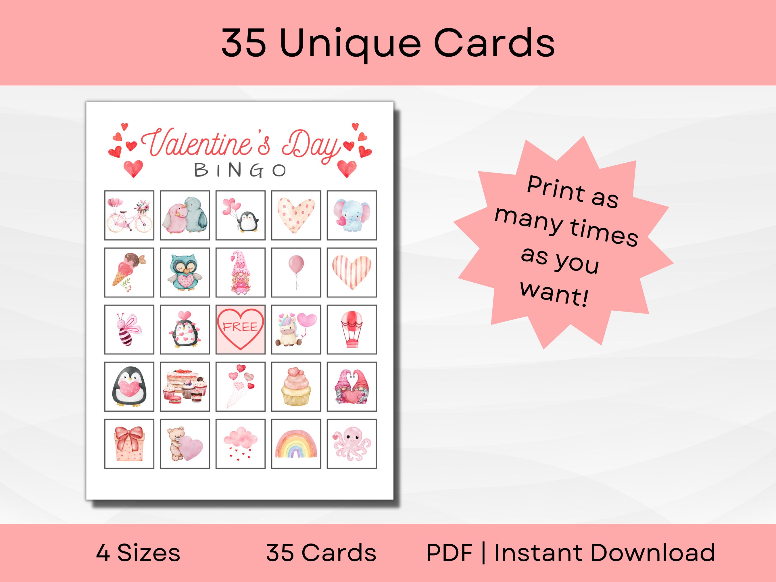 Printable Valentine BINGO | Watercolor Theme for Valentines Day Party ...