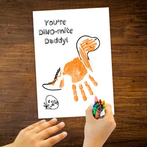 Father's Day Handprint Craft From Kids | Dinosaur Handprint Craft | You ...