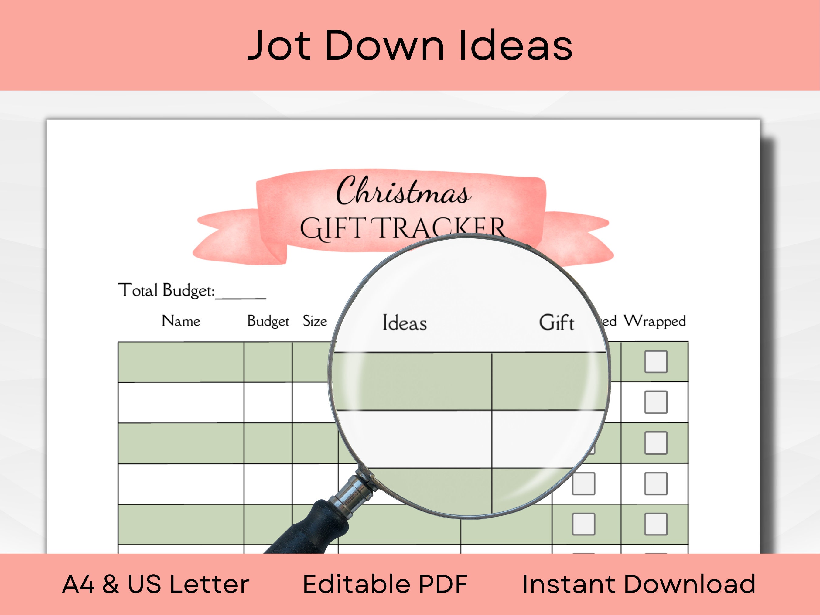 EDITABLE Christmas Gift Tracker for Christmas Shopping and Planning ...
