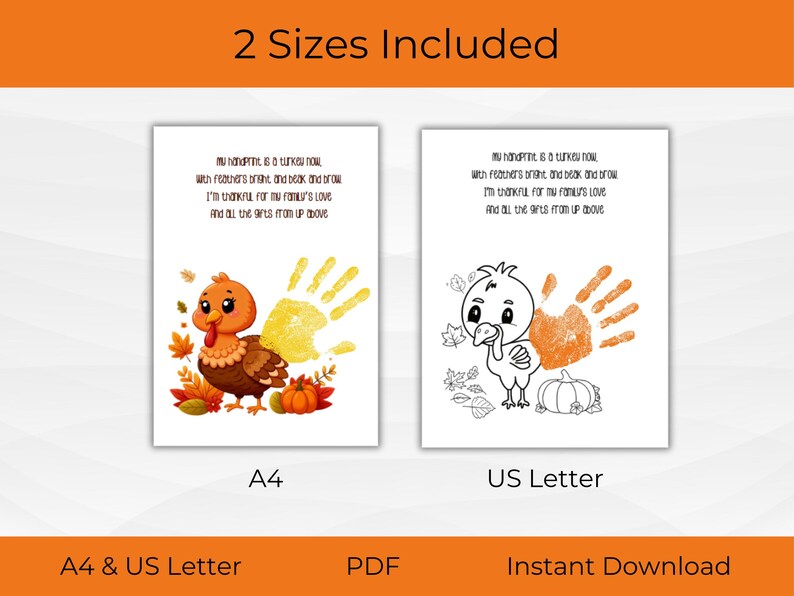 Turkey Handprint Art Template | Printable Fall Handprint Craft for ...