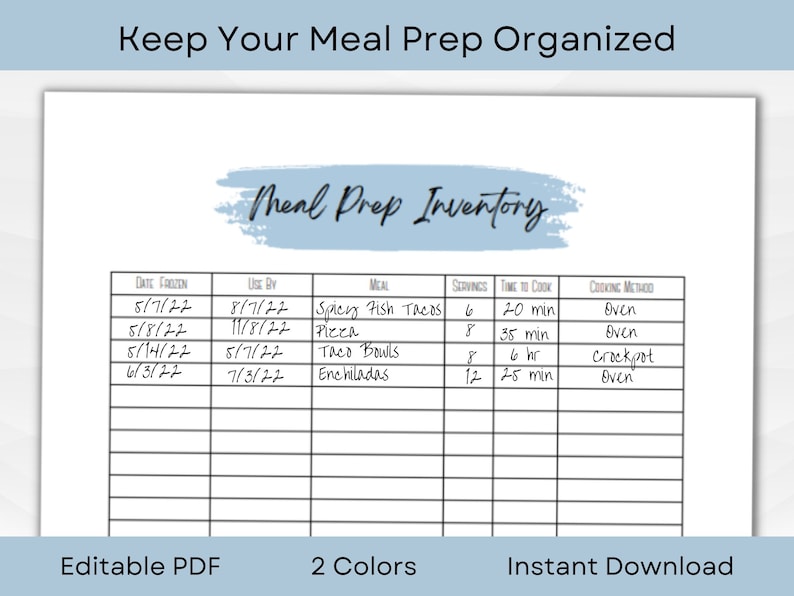 Editable Food Inventory List With Meal Prep Inventory | Essentials for ...