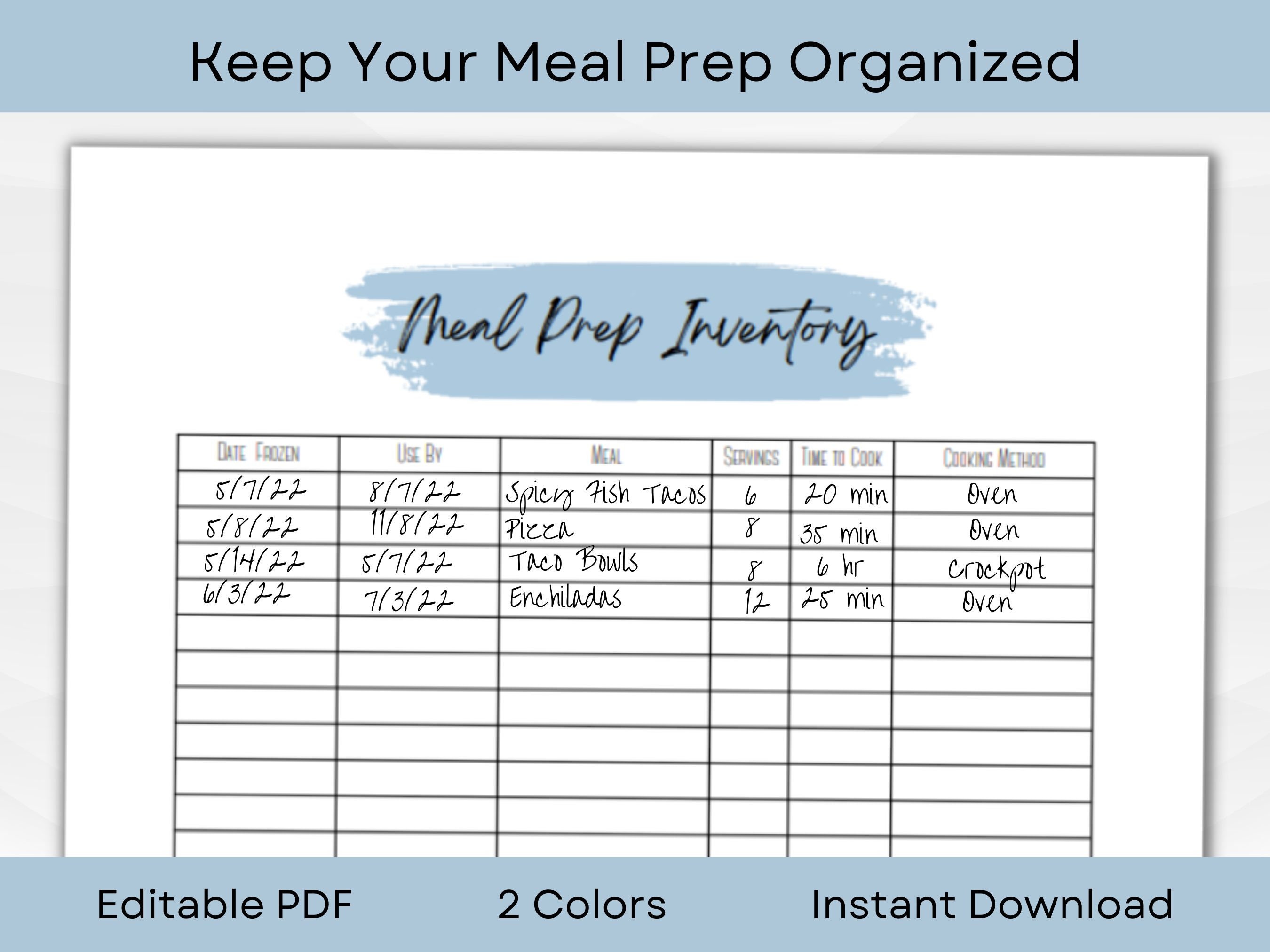 Editable Food Inventory List With Meal Prep Inventory | Essentials for ...