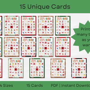 Christmas BINGO Cards | Printable Fun Christmas Games | 15 Cards | A4 ...