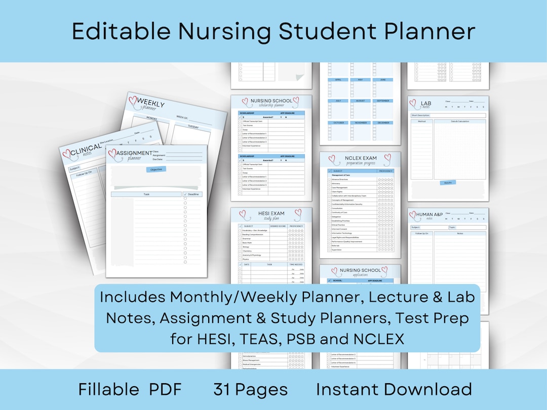Digital Nursing School Planner Bundle With for Pre-req Students Through ...