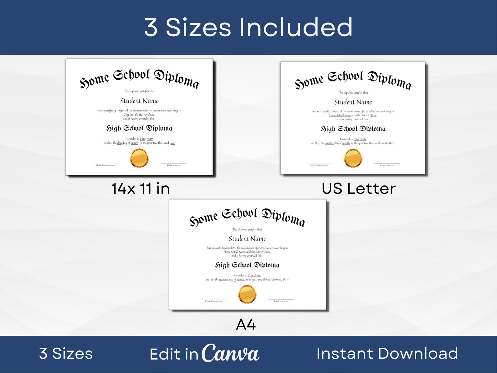 Printable Homeschool Diploma Template | Editable High School Diploma ...