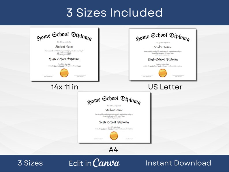 Printable Homeschool Diploma Template | Editable High School Diploma ...