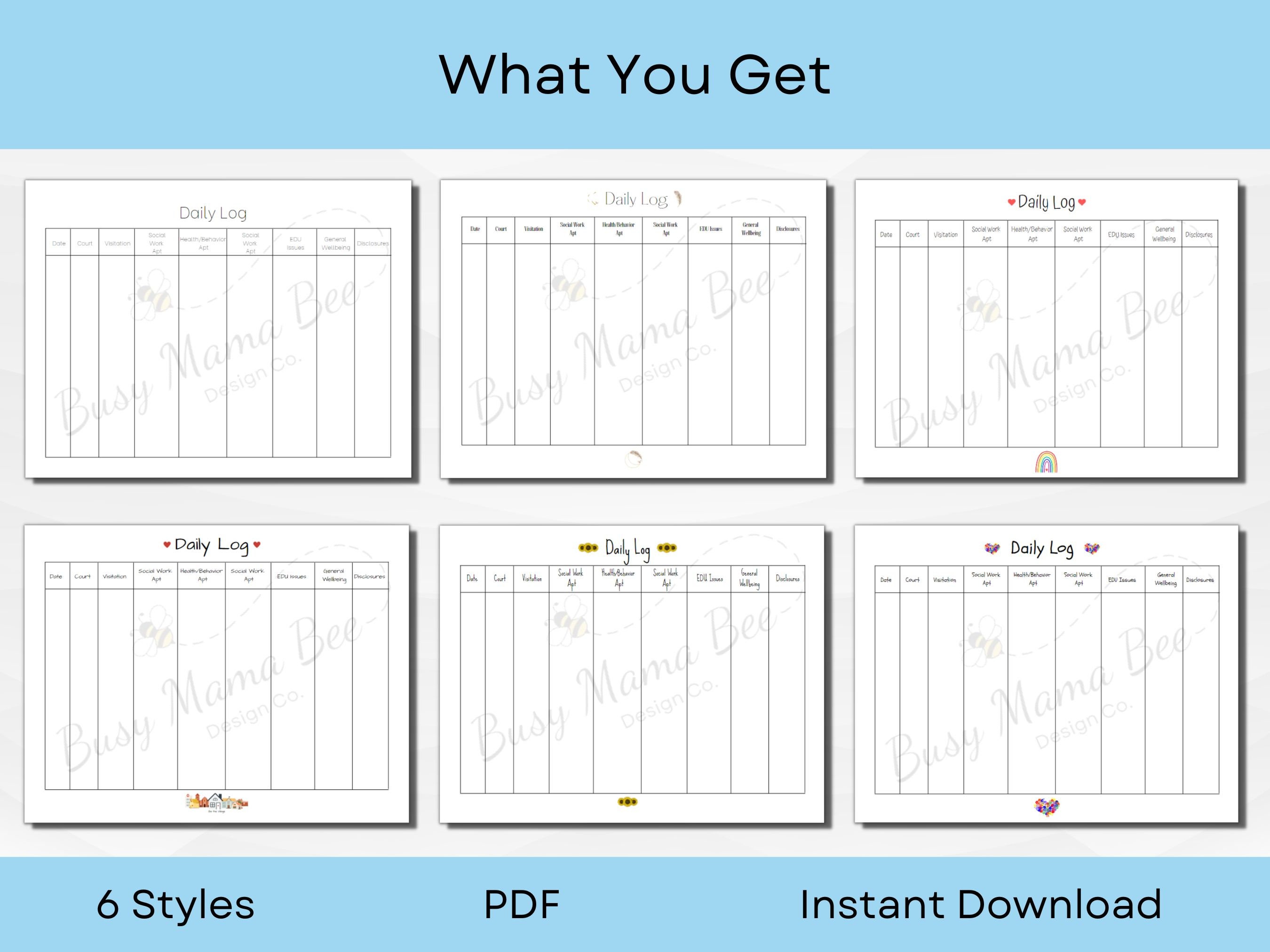 foster-care-daily-log-bundle-with-appointments-instant-download-etsy