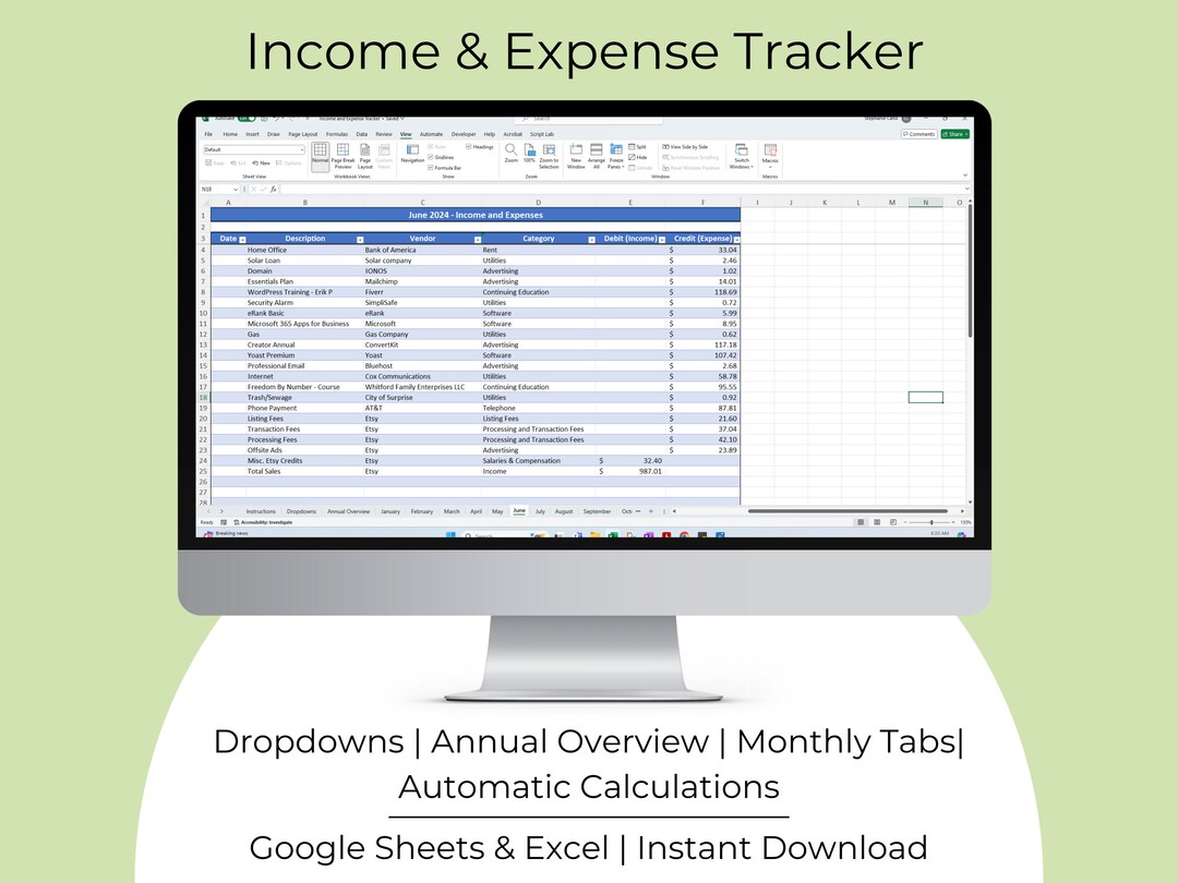 Income and Expense Tracker for Small Business | Simple Profit & Loss ...