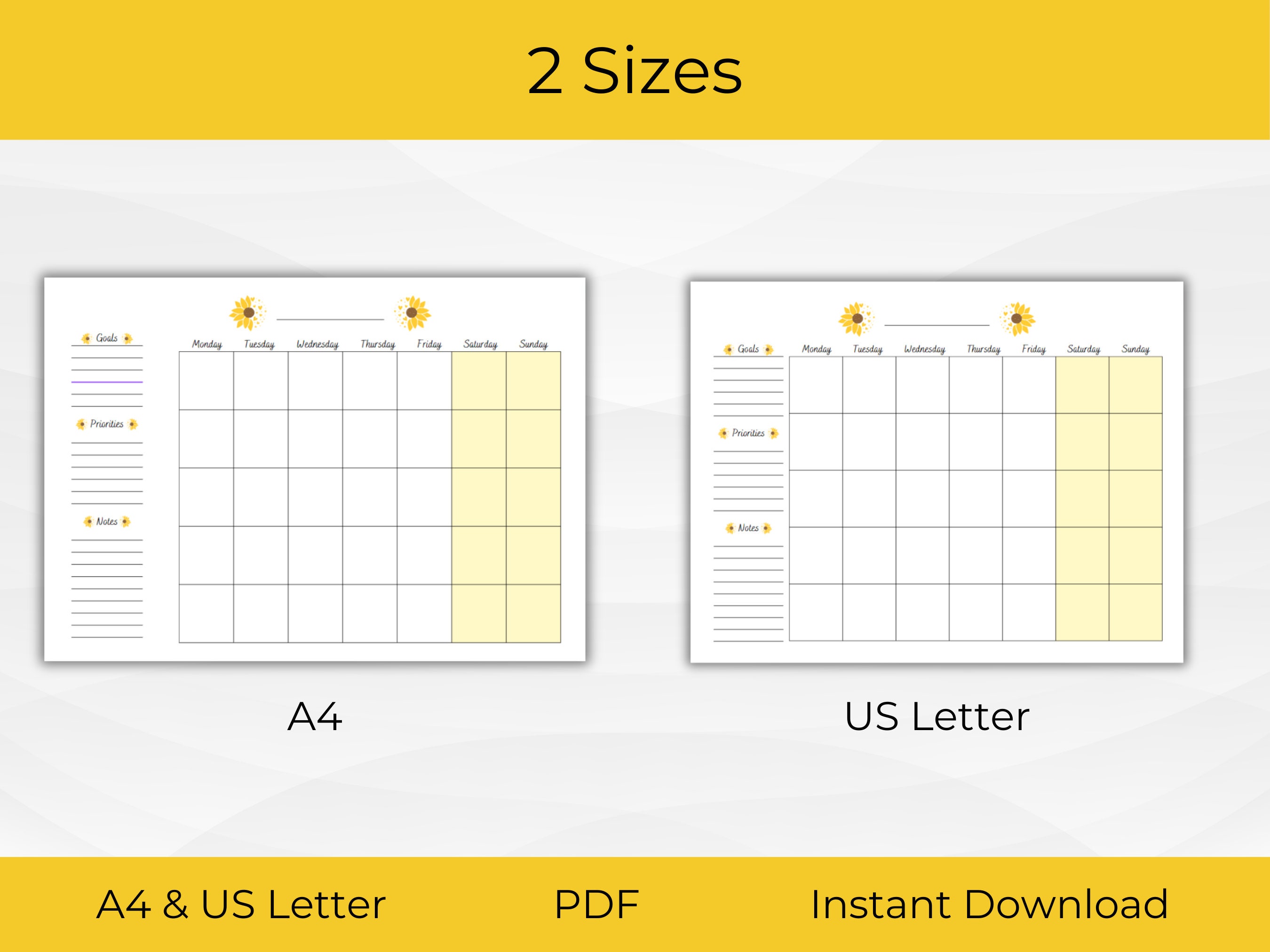 Undated Monthly Calendar Template With Sunflower Theme | Busy Mom ...