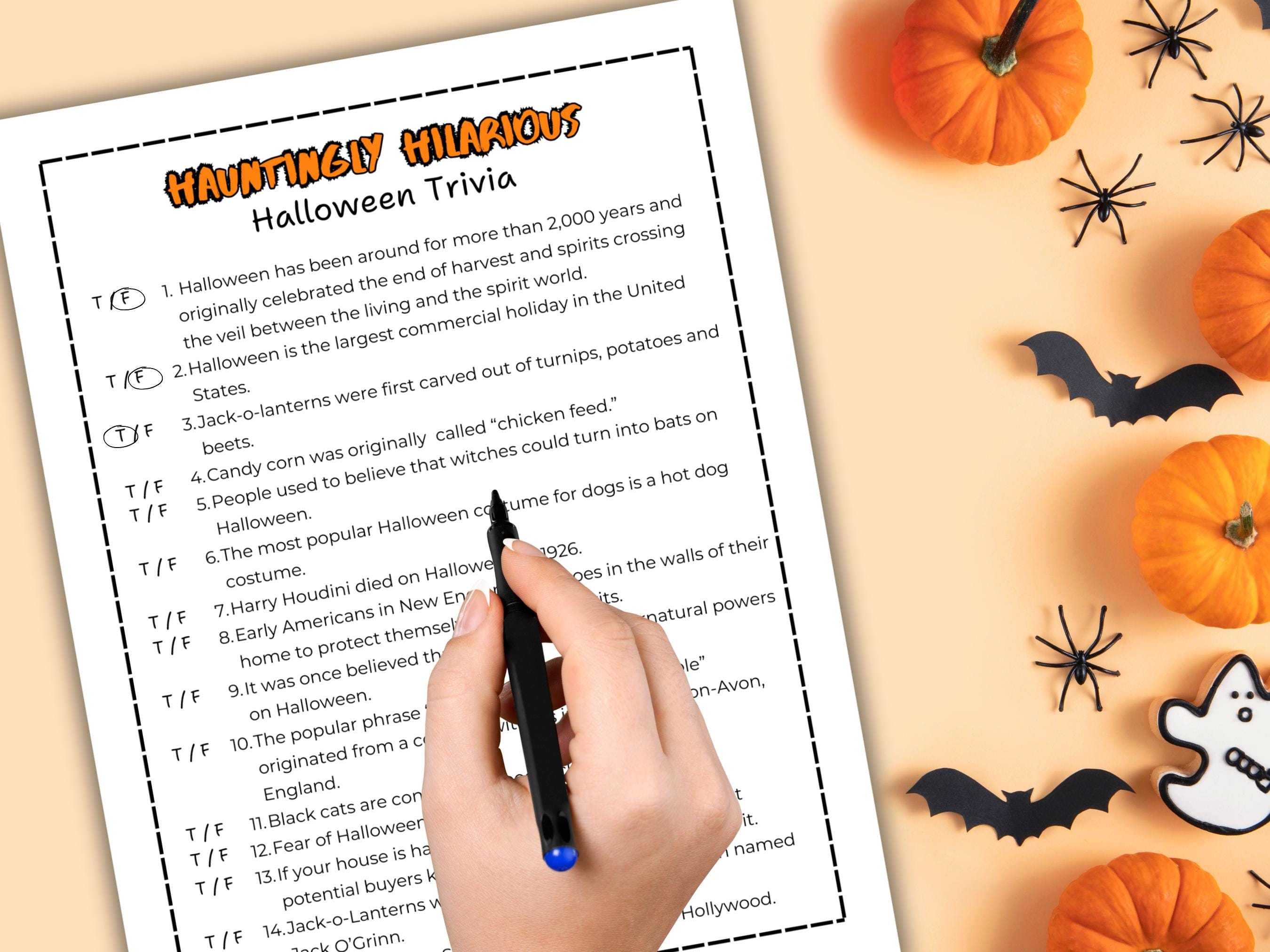Printable Halloween Trivia Game for Teens, Family Game Night, Bars and ...