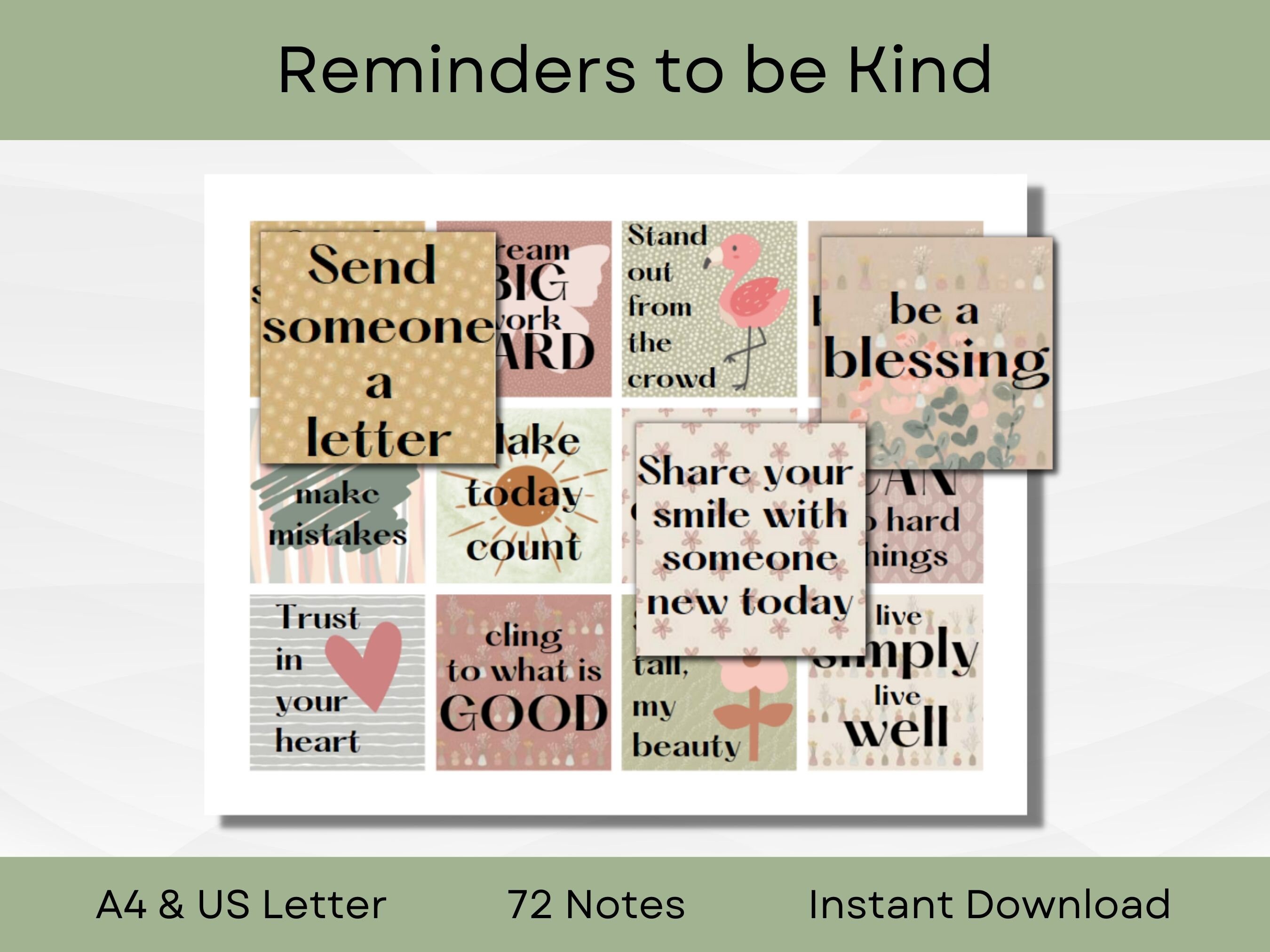 Affirmation Cards Boho Mindfulness Notes Self-care Cards, Lunch Box ...