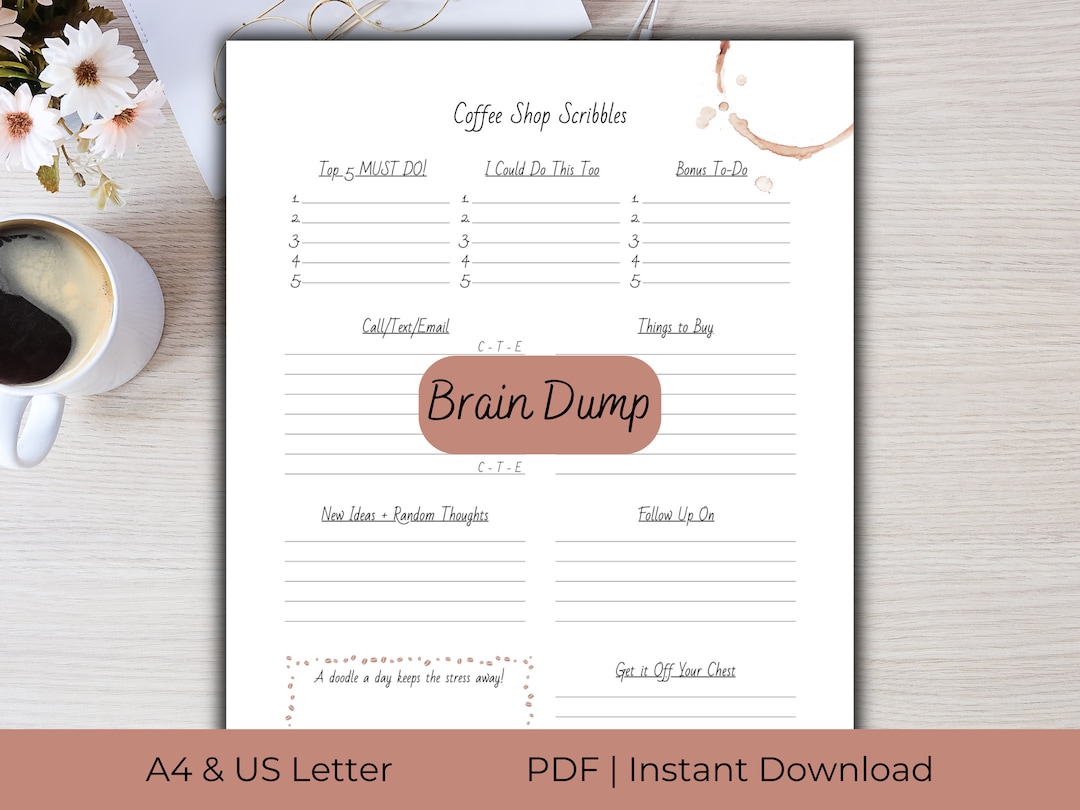 Brain Dump Template | Printable Time Management Tool | to Do List ...