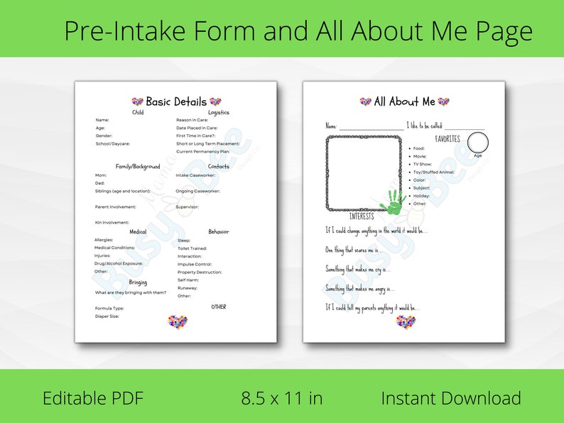 Editable Foster Care Management Child Details Bundle - Etsy