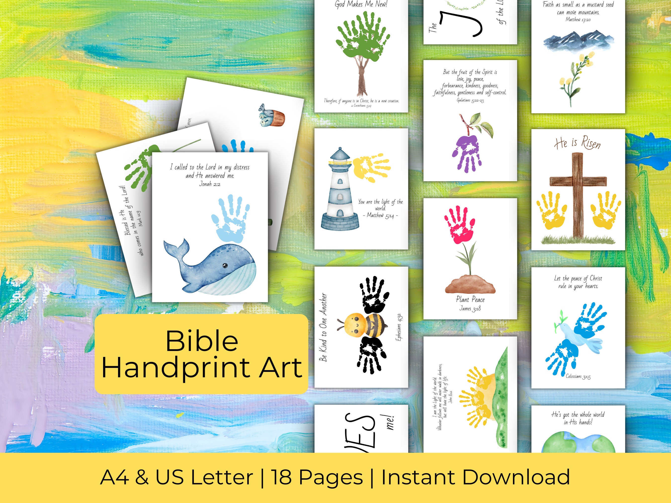 Christian Preschool Handprint Art Bundle Bible Activities for Kids ...