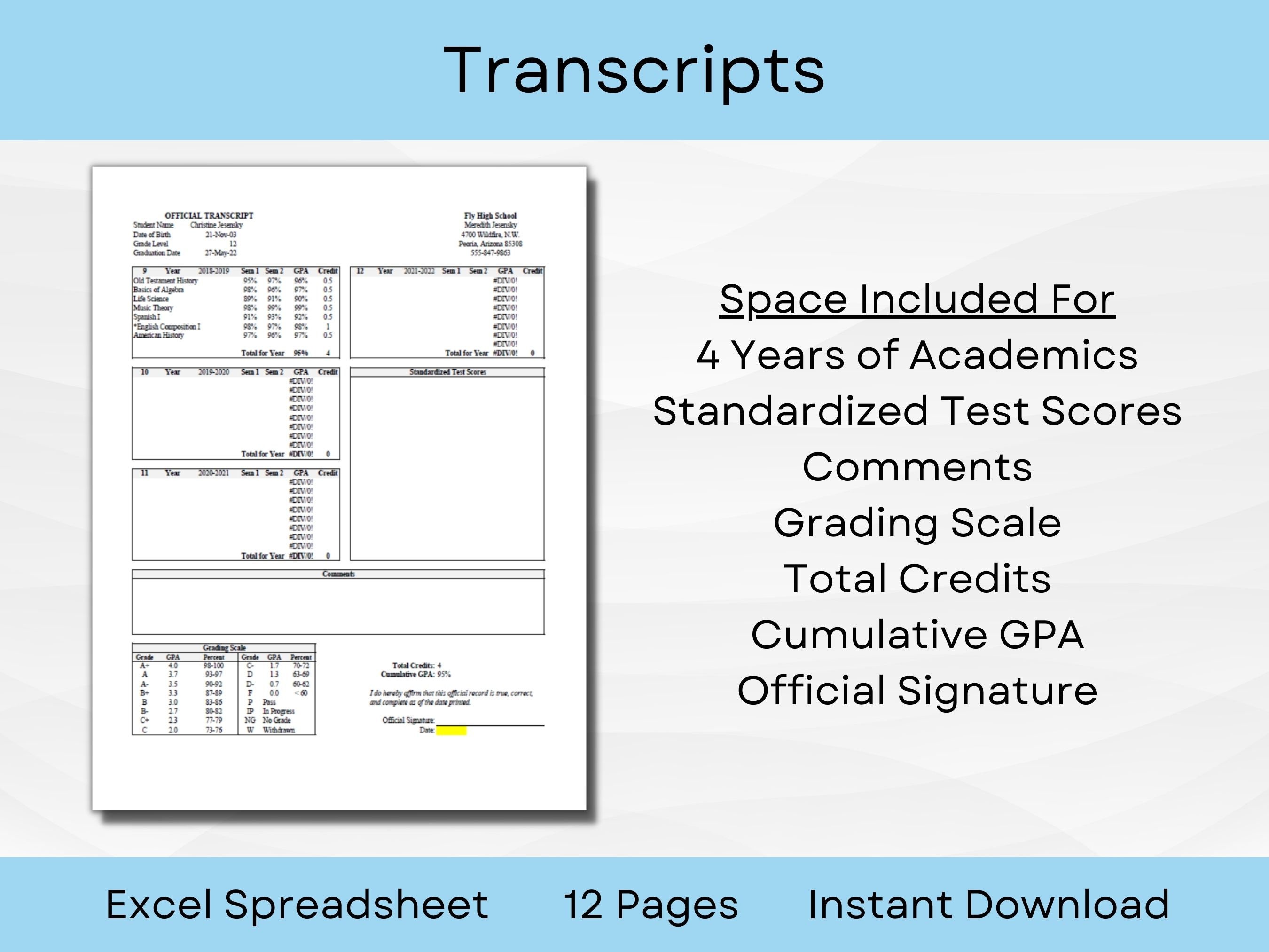 Homeschool Gradebook Progress Reports and Transcript Template - Etsy