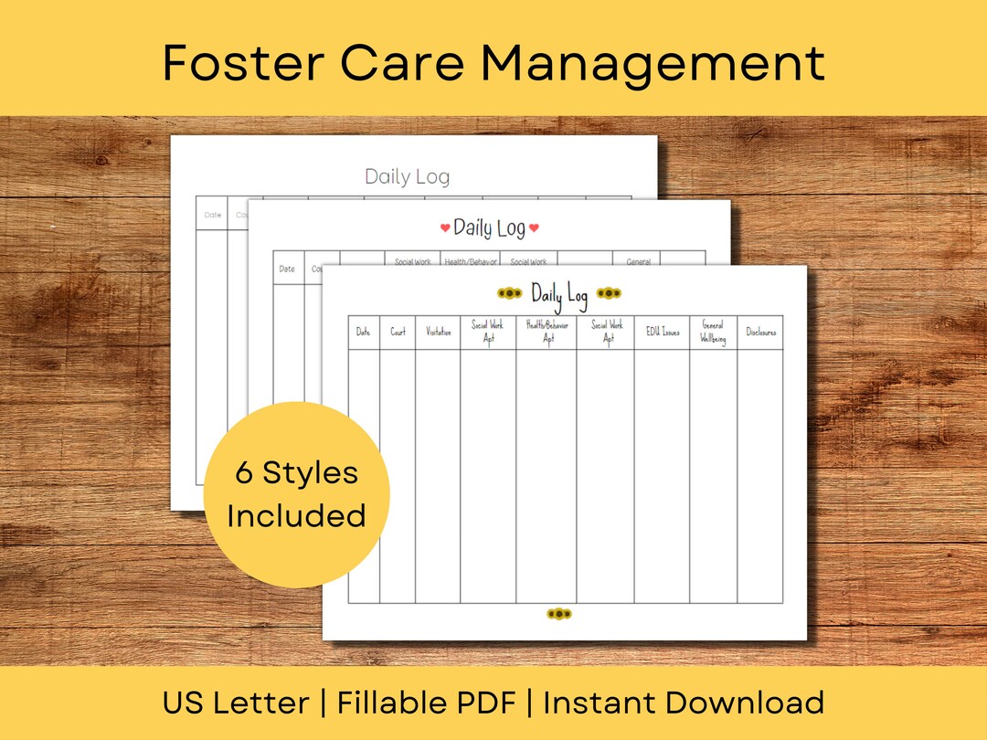 Foster Care Daily Log Bundle With Appointments, Educational Issues ...