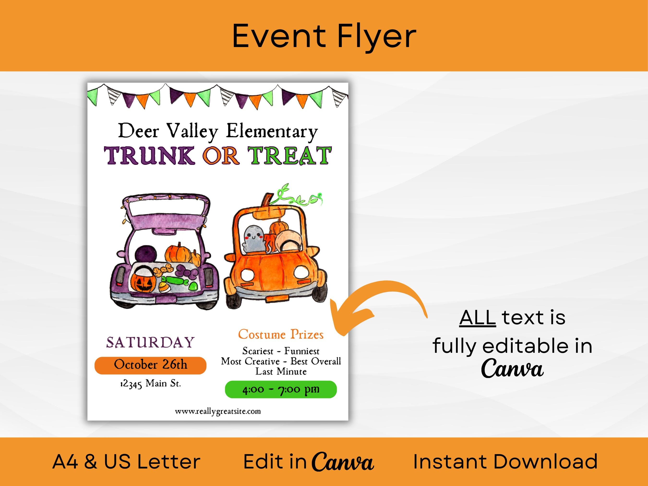 Trunk or Treat Flyer and Sign up Sheet Bundle for Fall Festival ...