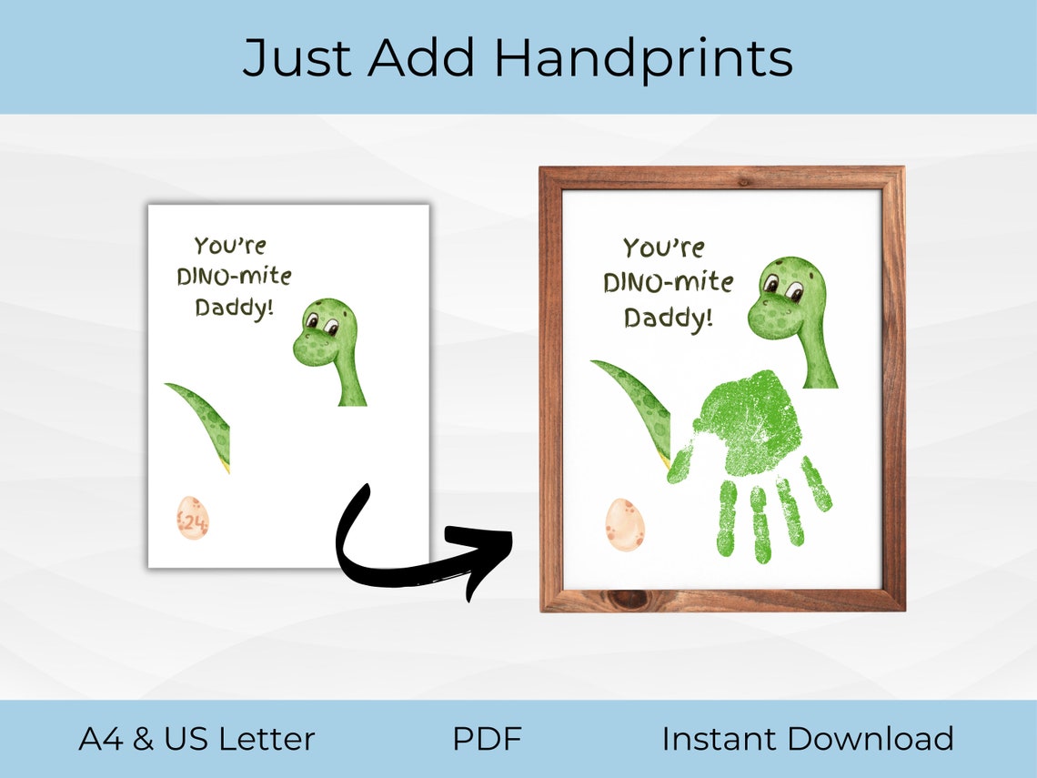 Father's Day Handprint Craft From Kids | Dinosaur Handprint Craft | You ...