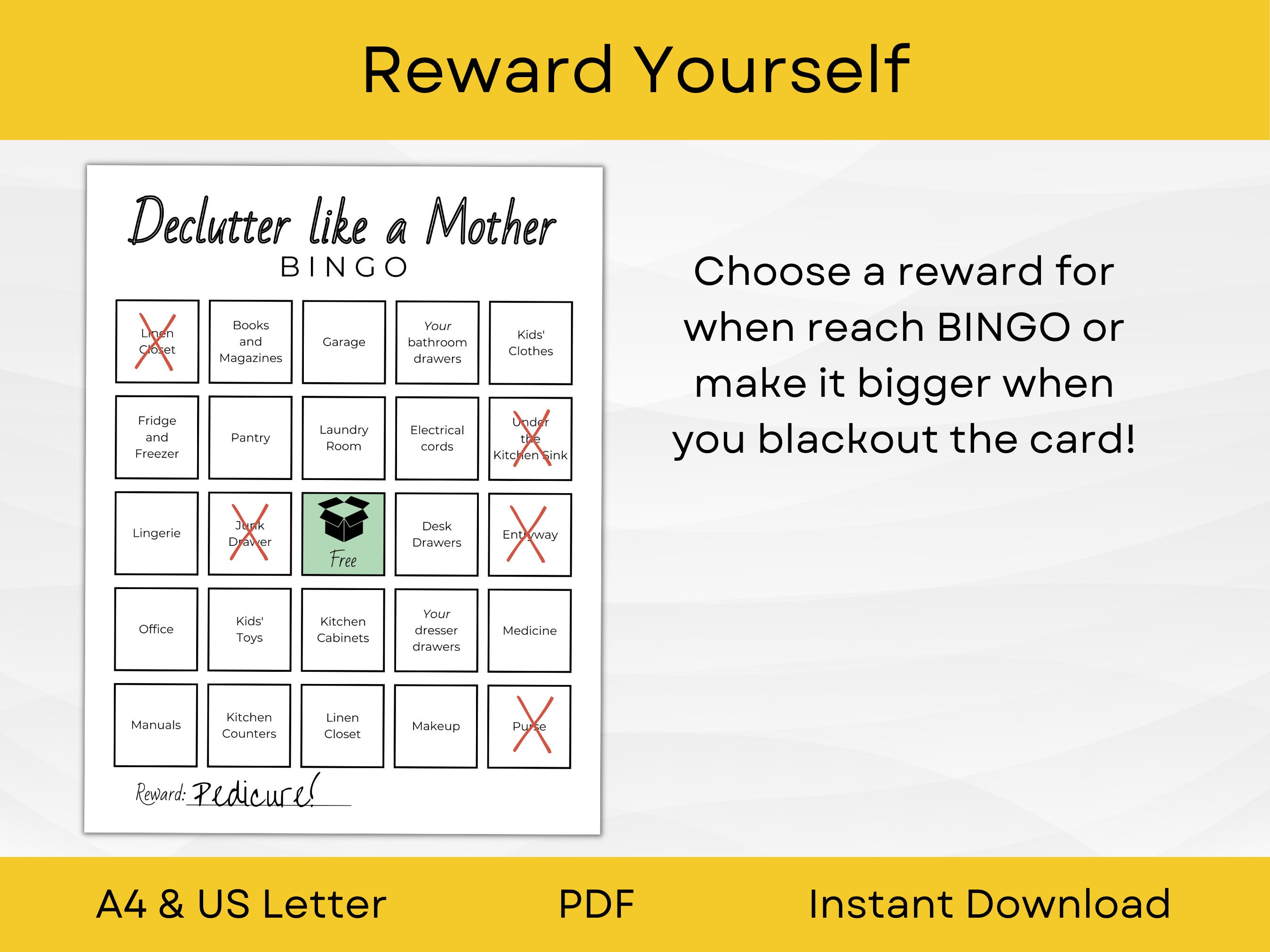 Printable Declutter Challenge BINGO Game Home Management Essentials A4 ...