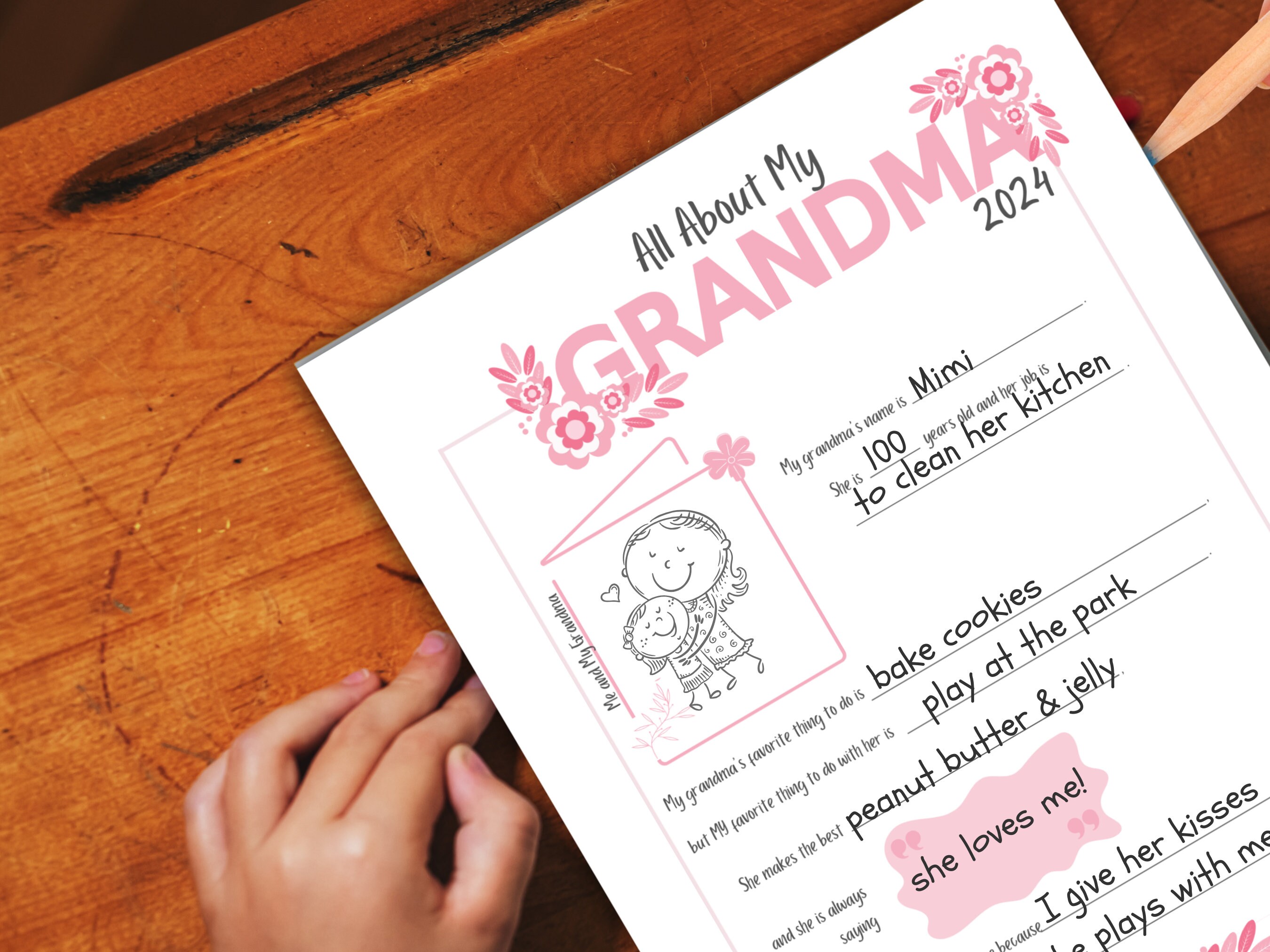 Grandma Questionnaire Template for Mother's Day, Grandparent's Day ...