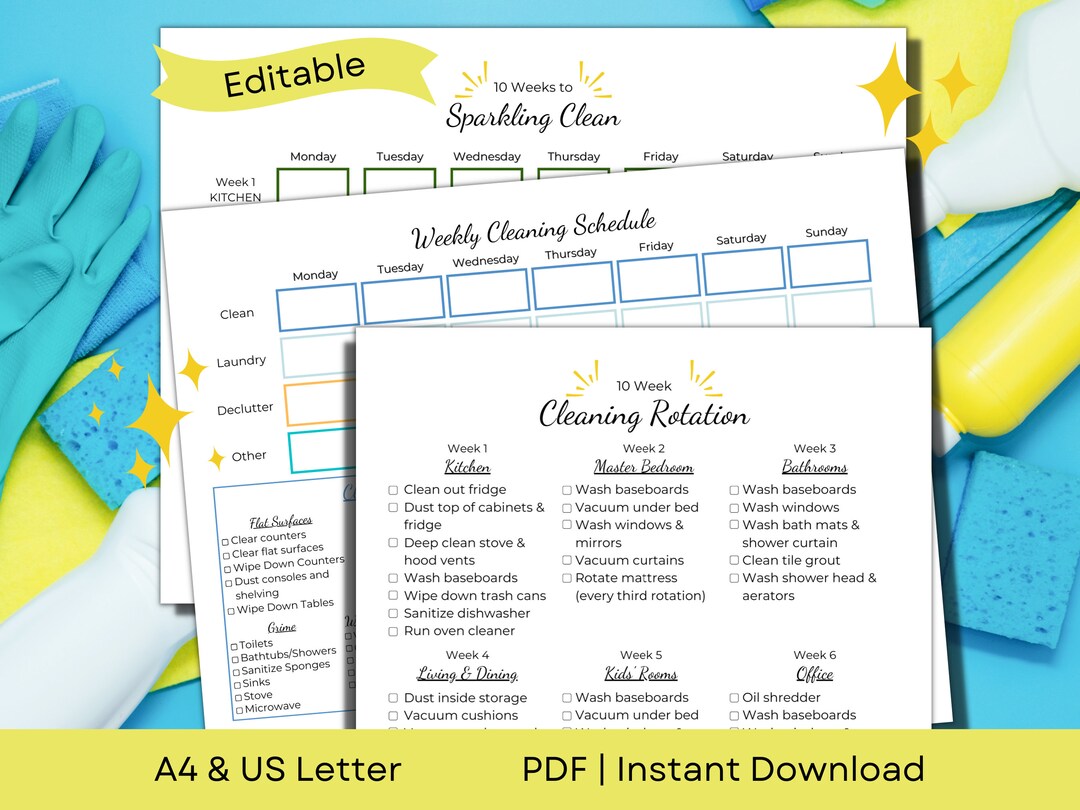 Editable Zone Cleaning Schedule | Essentials Weekly Cleaning Planner ...