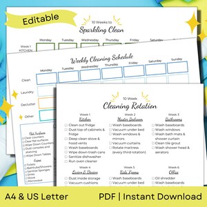 Editable Zone Cleaning Schedule | Essentials Weekly Cleaning Planner ...