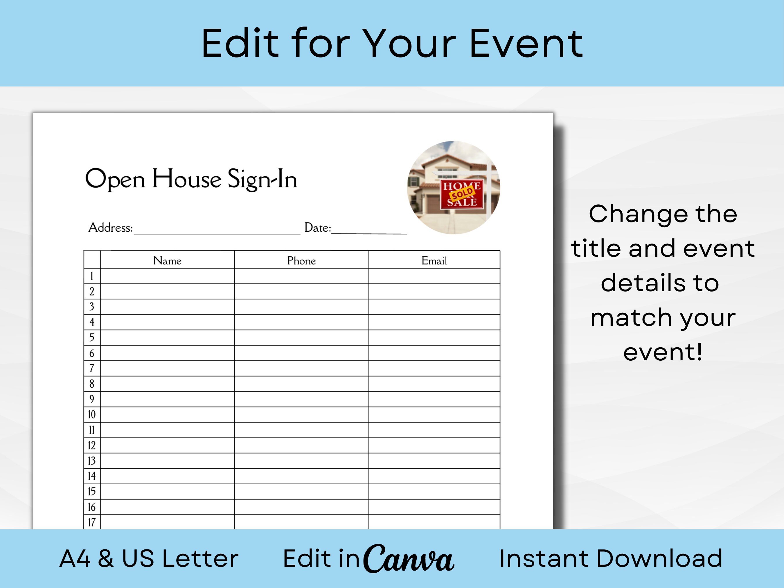EDITABLE Sign up Sheet for Events, Volunteers Sign in Sheet Include ...