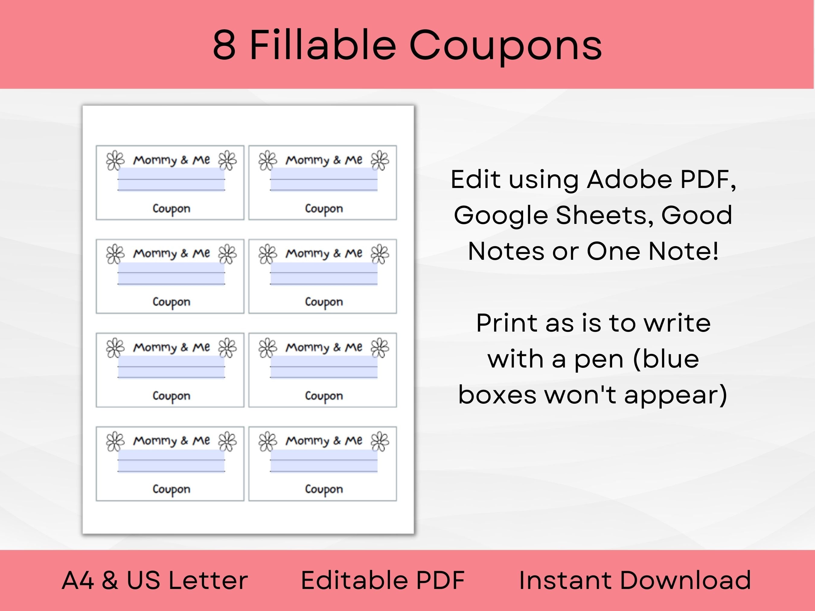 EDITABLE Mothers Day Coupon Book From Kids | Coupon Template | A4 and ...