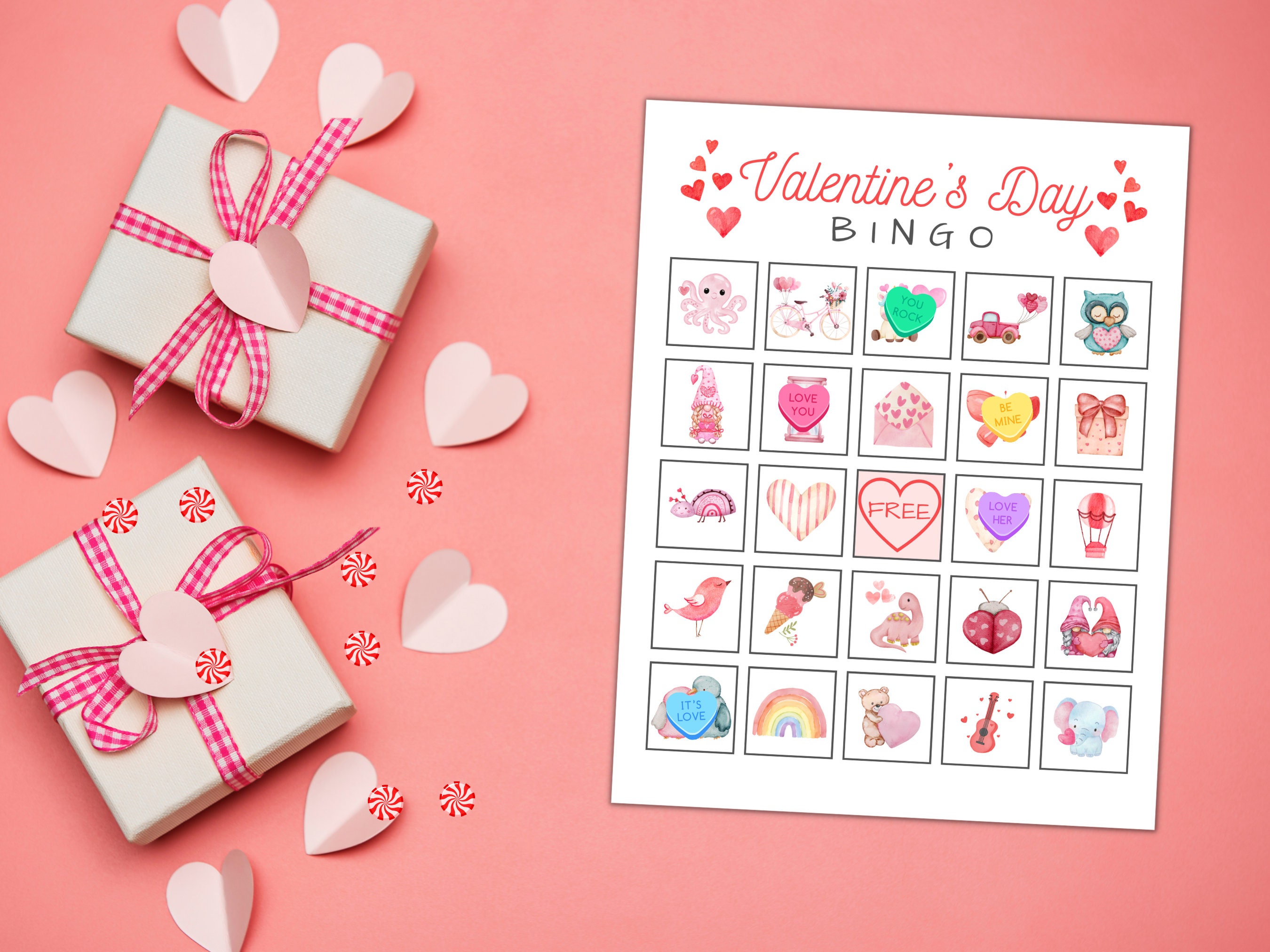 Printable Valentine BINGO | Watercolor Theme for Valentines Day Party ...