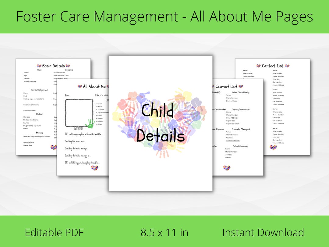 Editable Foster Care Management Child Details Bundle - Etsy