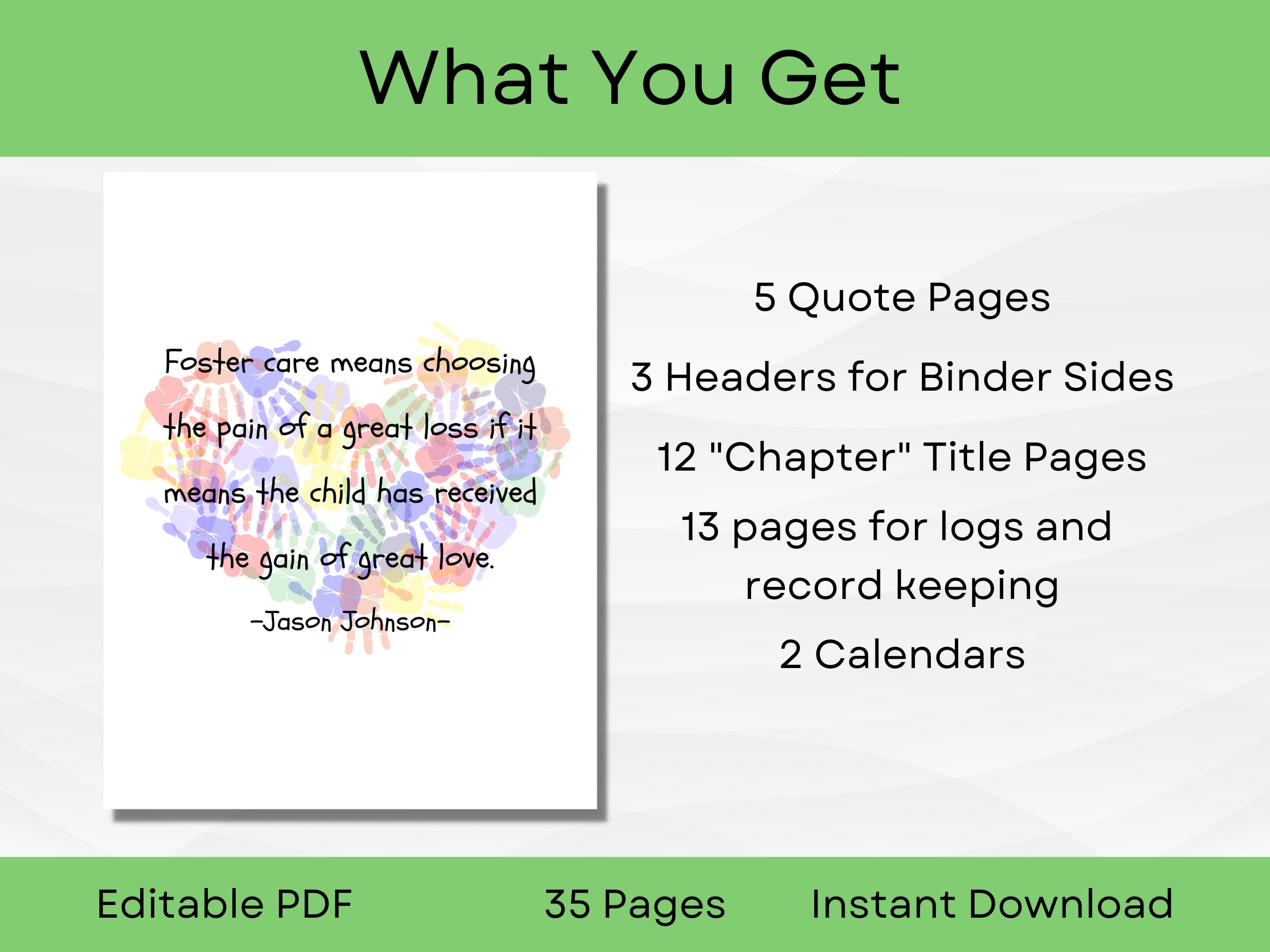 Foster Care Binder | Handprint Heart Management Binder With Section ...