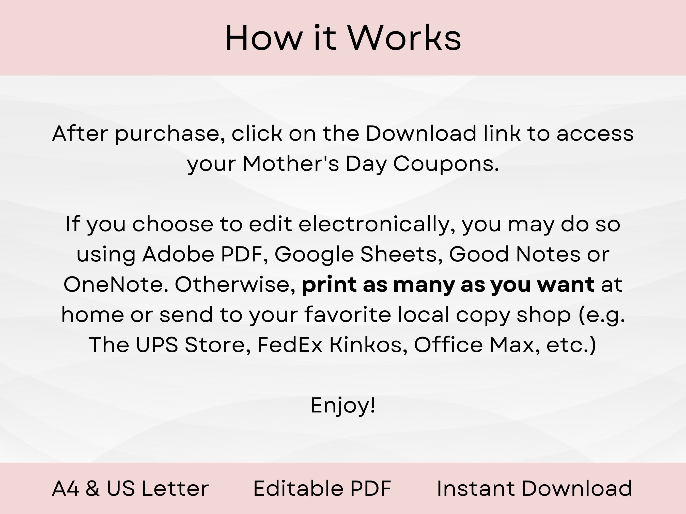 EDITABLE Floral Coupon Book Template for Mothers Day, Valentines Day ...