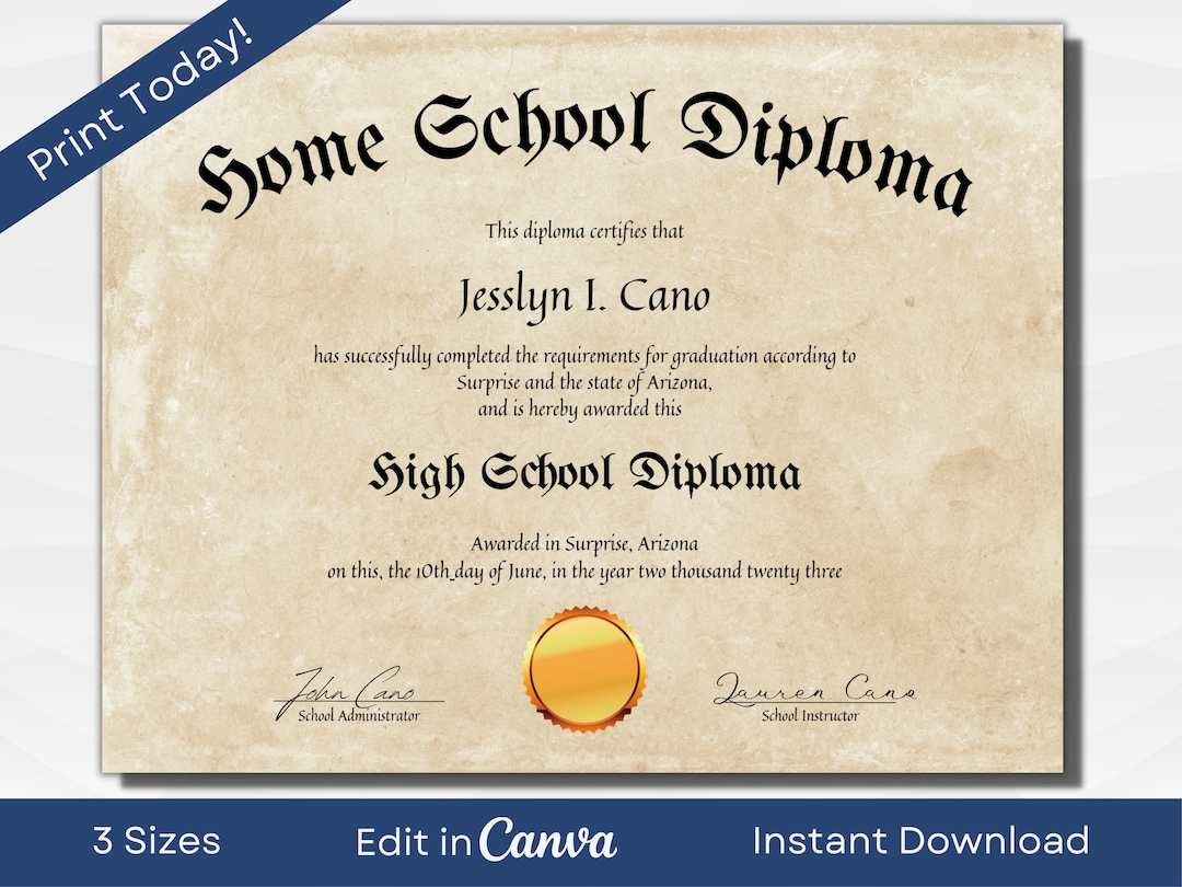 Printable Homeschool Diploma Template Editable High School - Etsy
