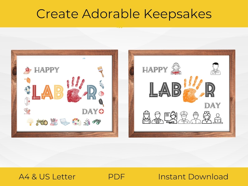 Labor Day Handprint Art and Coloring Page | Labor Day Party Games and ...
