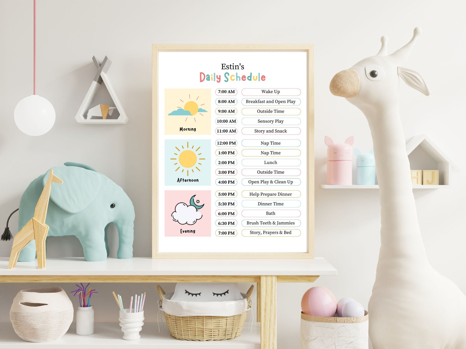 Daily Schedule Printable for Kids | Nanny Schedule | A3, A4, 11x14 In ...