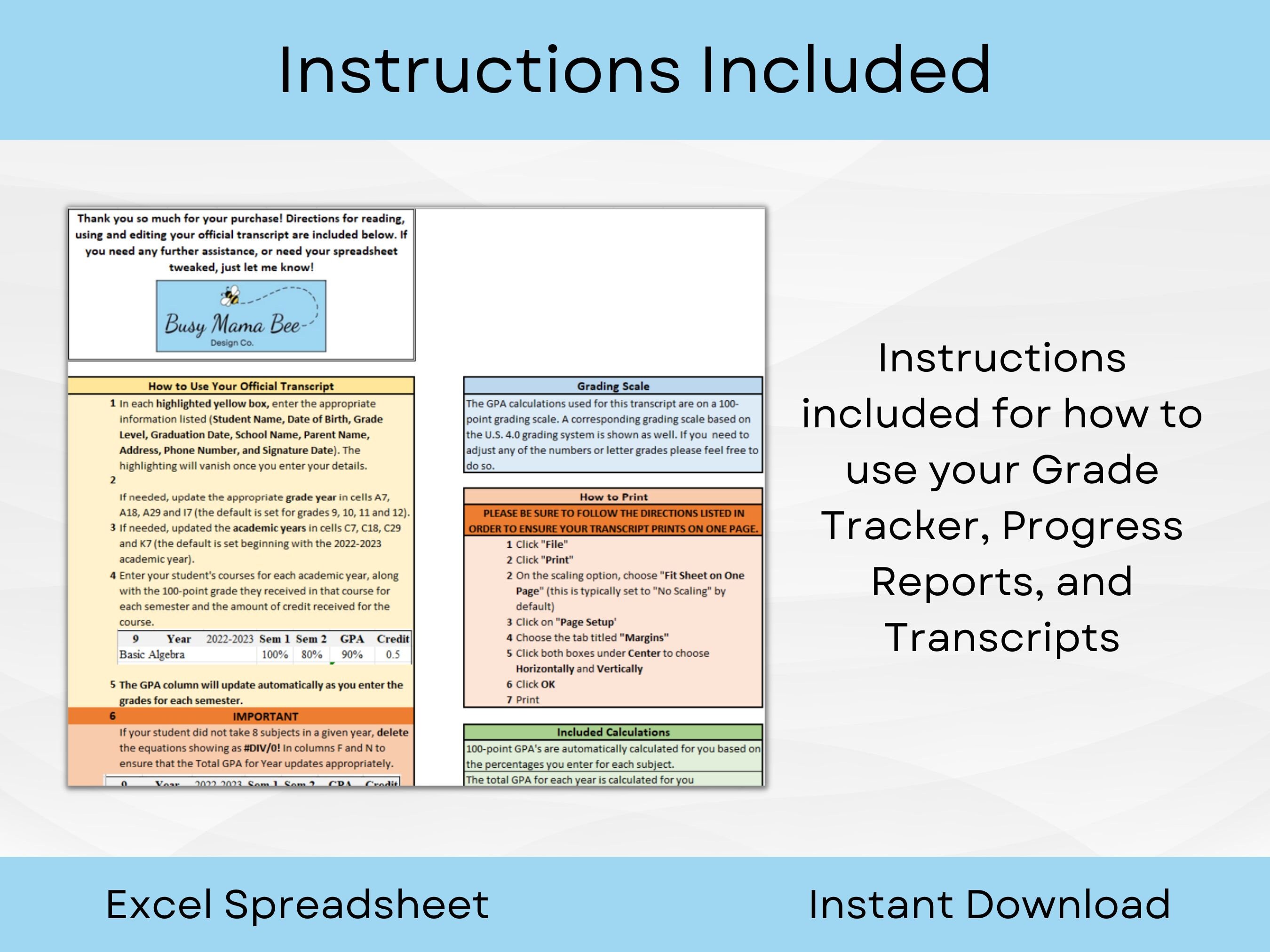 Homeschool Grade Tracker Spreadsheet Assignment Tracker for Home School ...