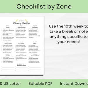 EDITABLE Cleaning Schedule With Checklist by Zone | Essential Deep ...