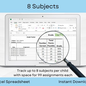 Homeschool Grade Tracker Spreadsheet Assignment Tracker for Home School ...