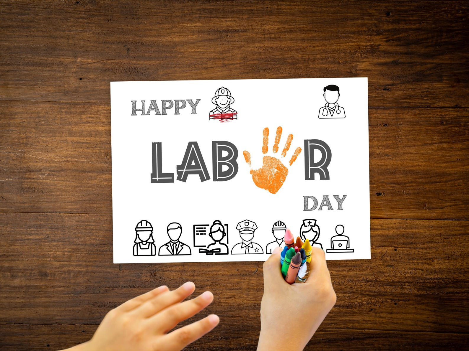 Labor Day Handprint Art and Coloring Page | Labor Day Party Games and ...