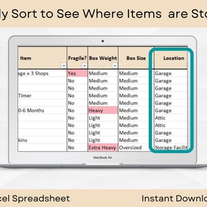 Storage Inventory Spreadsheet | Garage Storage | Home Management ...