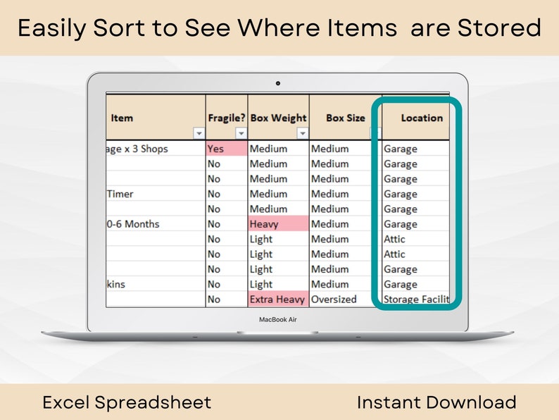 Storage Inventory Spreadsheet | Garage Storage | Home Management ...
