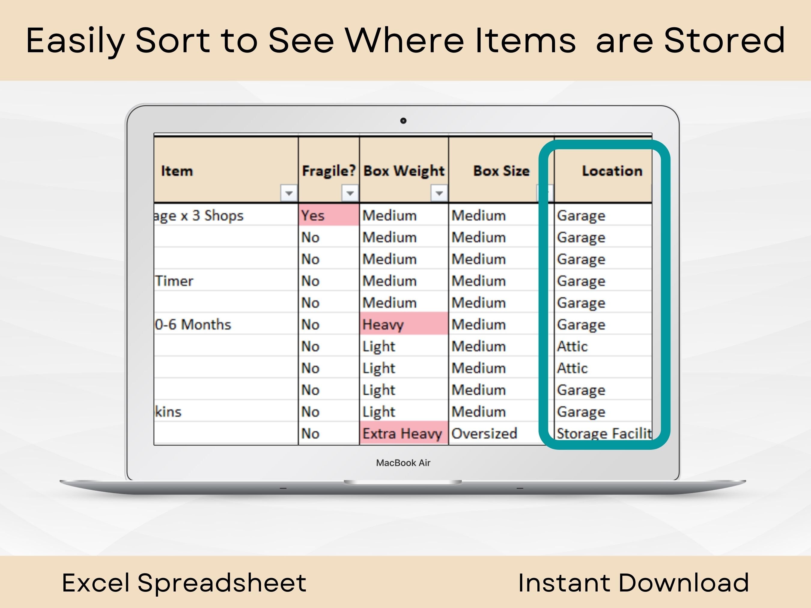 Storage Inventory Spreadsheet | Garage Storage | Home Management ...