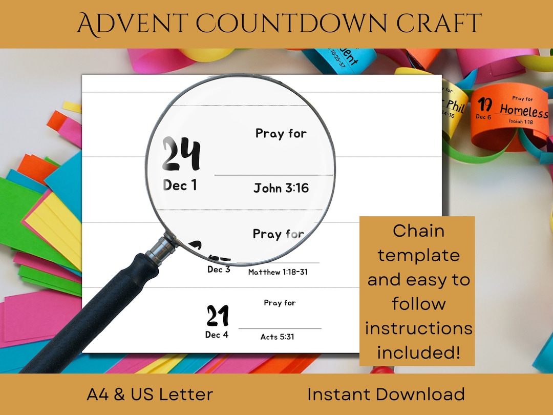 Printable Christmas Countdown Advent Craft for Kids | Christian Advent ...