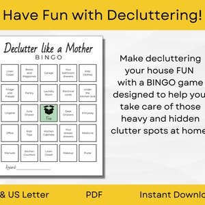 Printable Declutter Challenge BINGO Game | Home Management Essentials ...