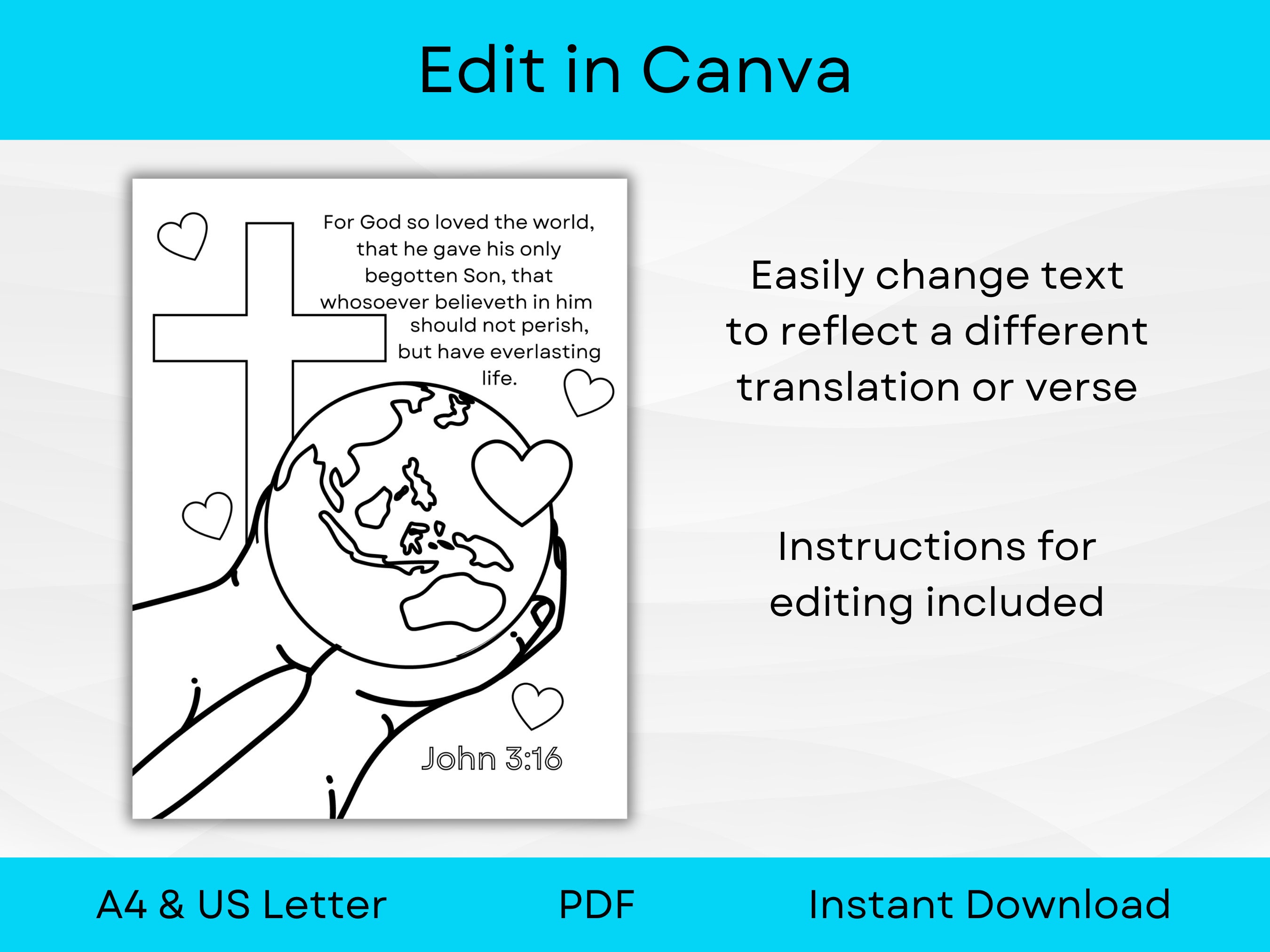 Kids Bible Coloring | John 3:16 | Bible Preschool Coloring | Bible ...