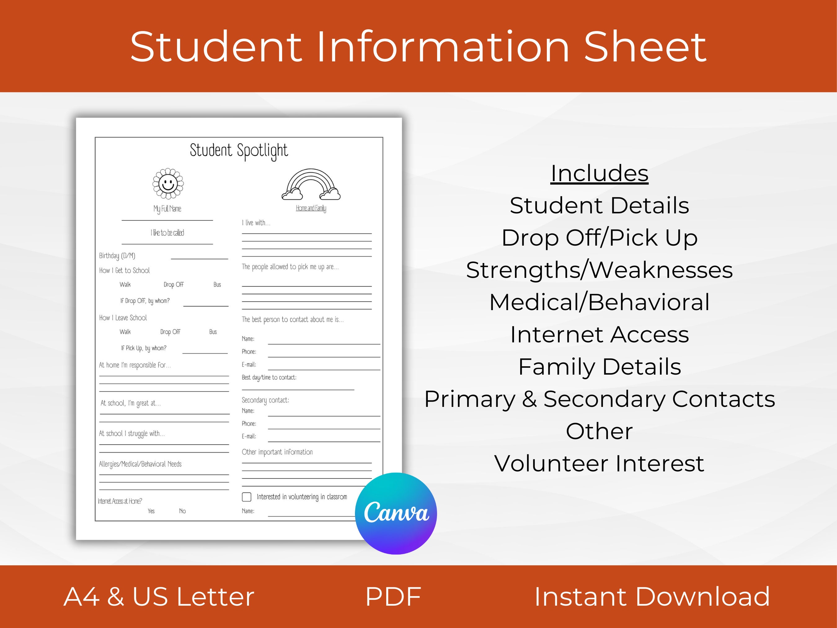 Editable Groovy Meet the Teacher Template With Student Information ...