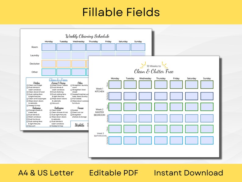 Editable Cleaning Schedule and Declutter Checklist Essentials Bundle ...