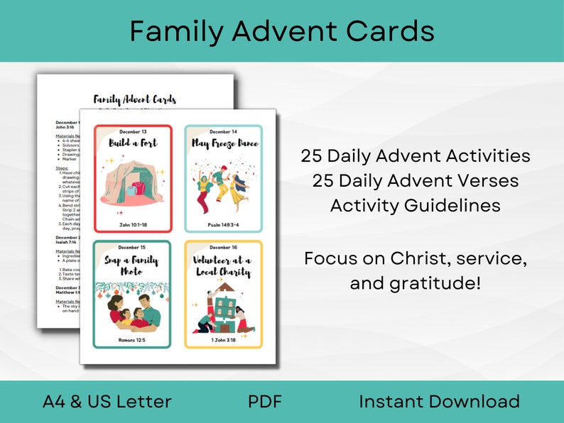 Christian Advent Cards With Scripture for Kids With Christmas Games and ...