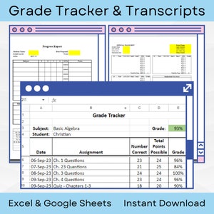 Homeschool Gradebook, Progress Reports and Transcript Template Bundle ...